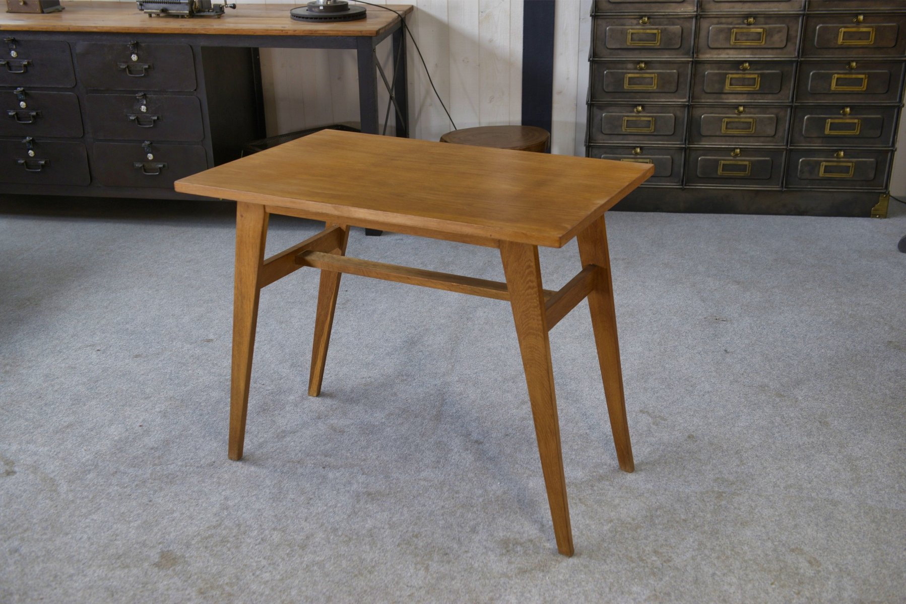 Oak Side Table with Compass Legs, 1960s for sale at Pamono