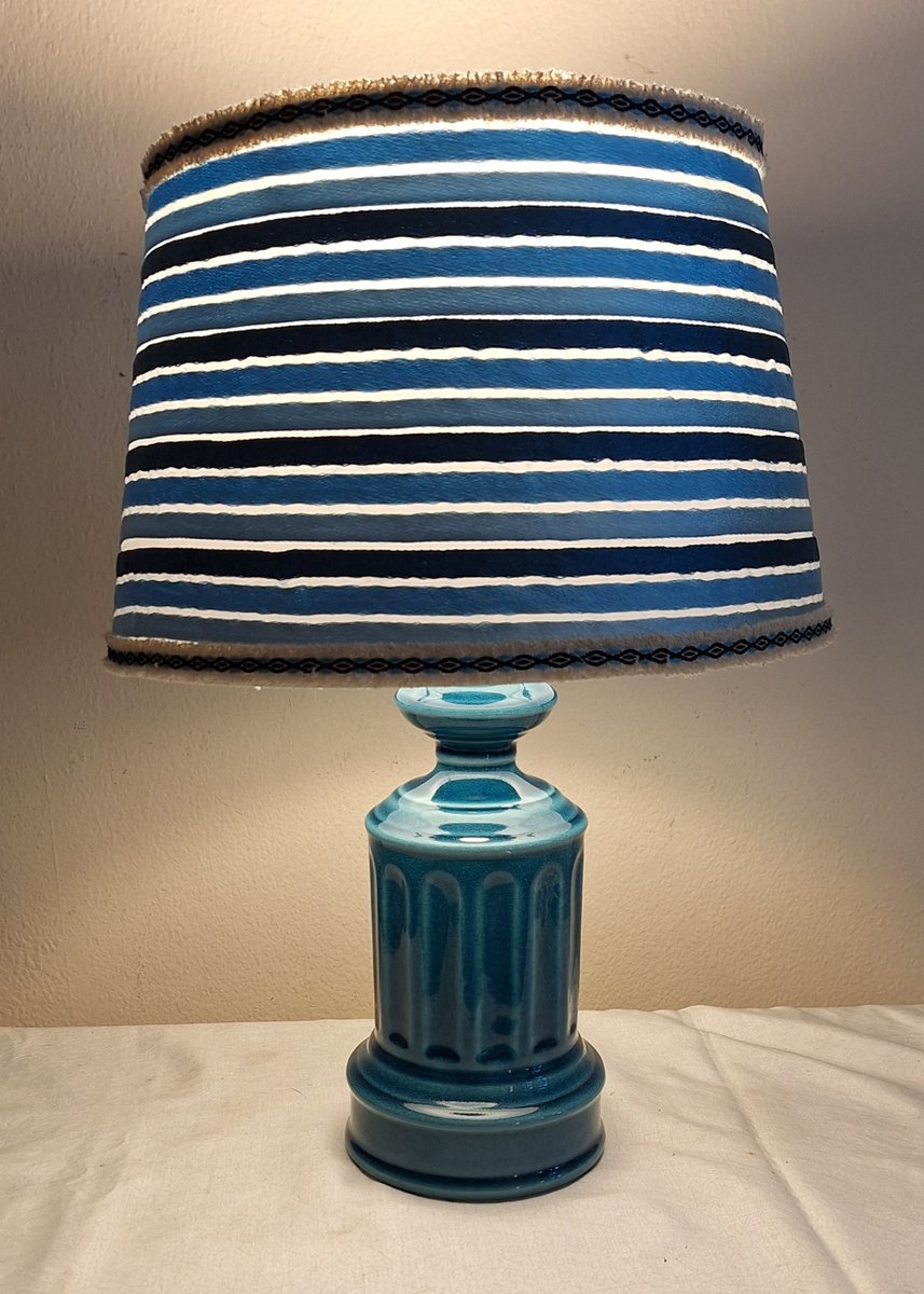 Vintage Blue Ceramic Table Lamp, 1980s for sale at Pamono