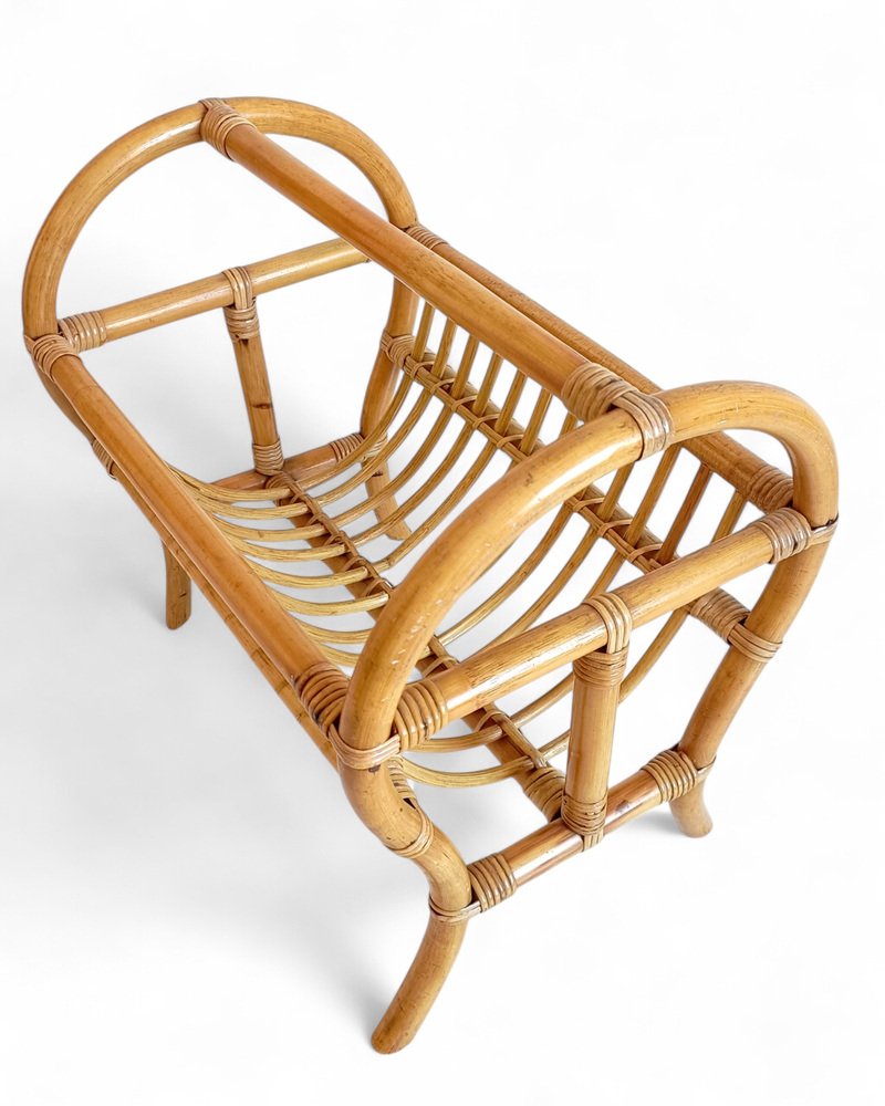 French Riviera Magazine Rack in Bamboo Rattan, 1960s for sale at Pamono
