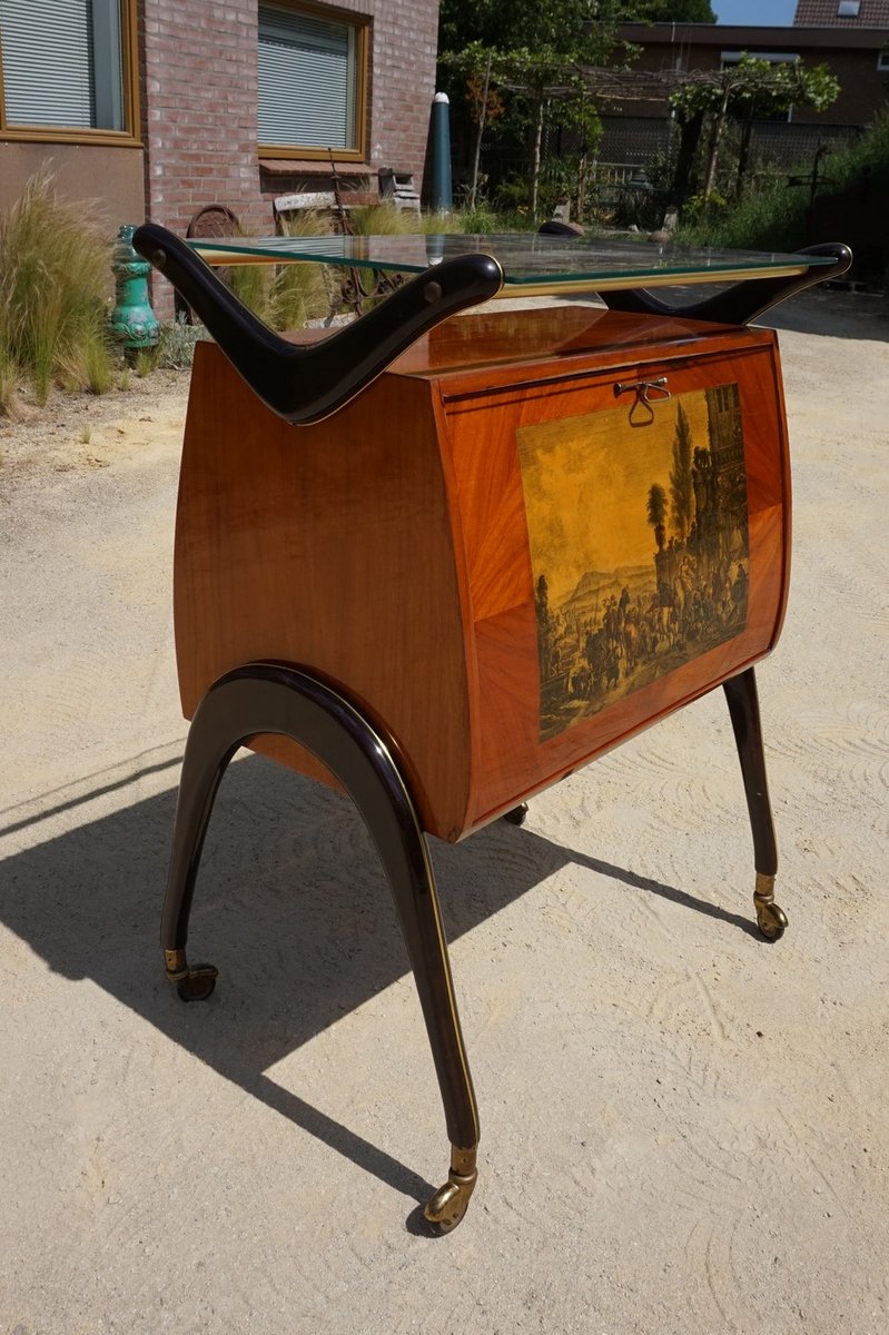 Meuble Chariot de Bar à Cocktail Mid-Century Moderne attribué à Cesare ...
