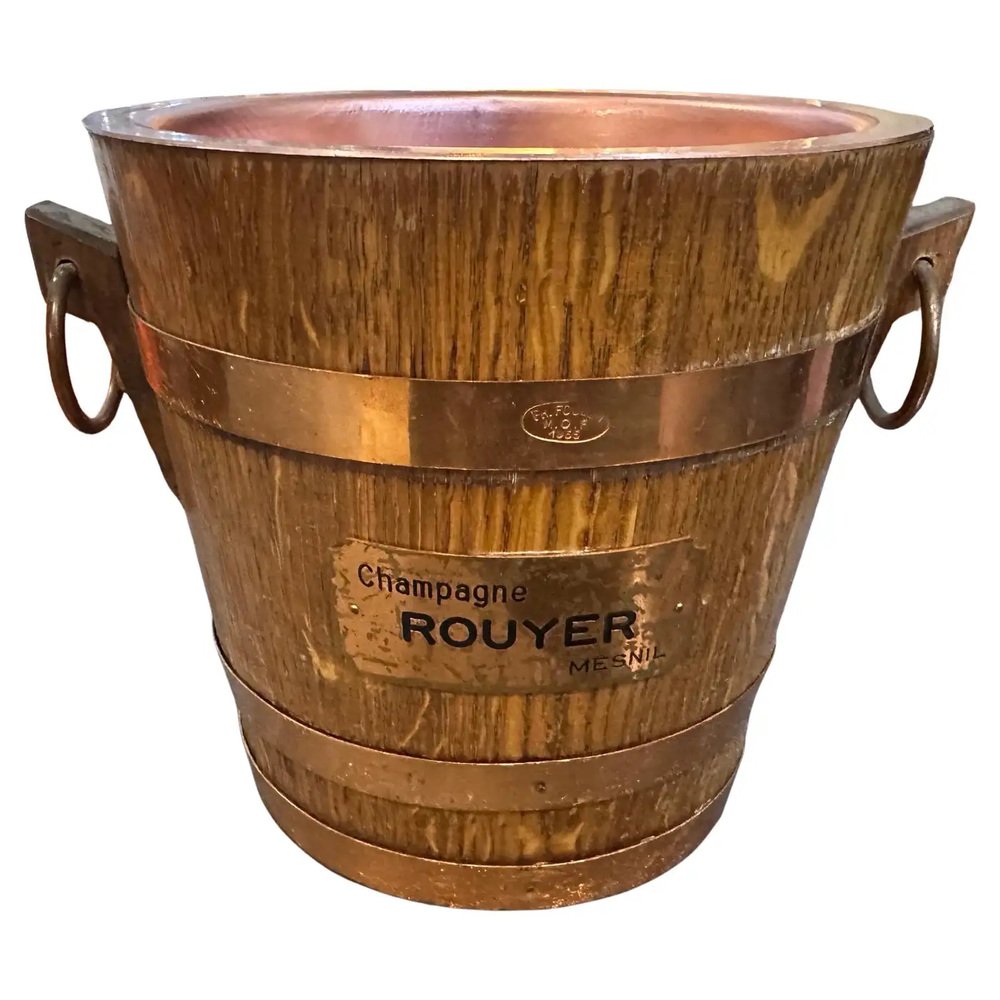 Mid-Century Modern Oak and Copper French Wine Cooler by Champagne ...