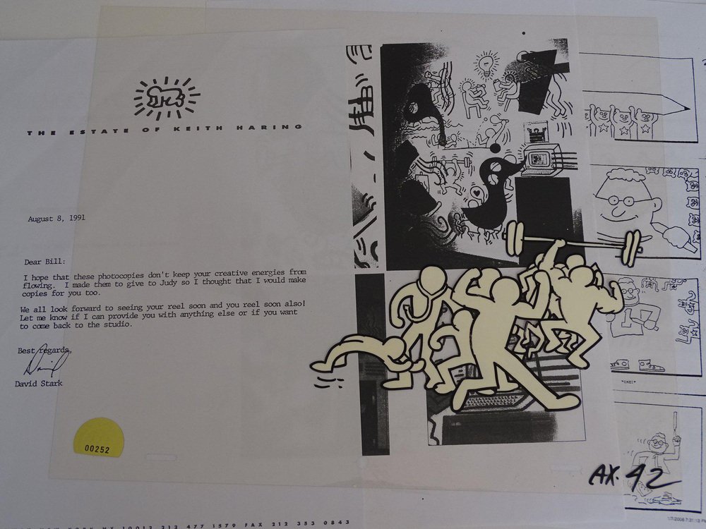 Keith Haring, Cartoon Illustration, 1990, Hand Painted Celluloid for ...