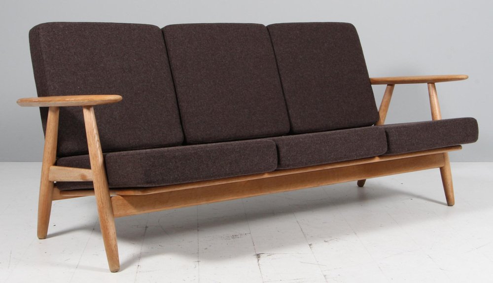 Three-Seat Sofa Model 240 in Oak & Wool attributed to Hans J. Wegner ...