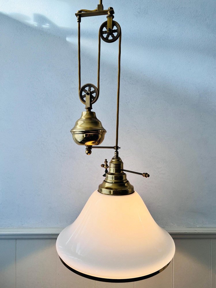 Brass Pull Down Pendant Light for sale at Pamono