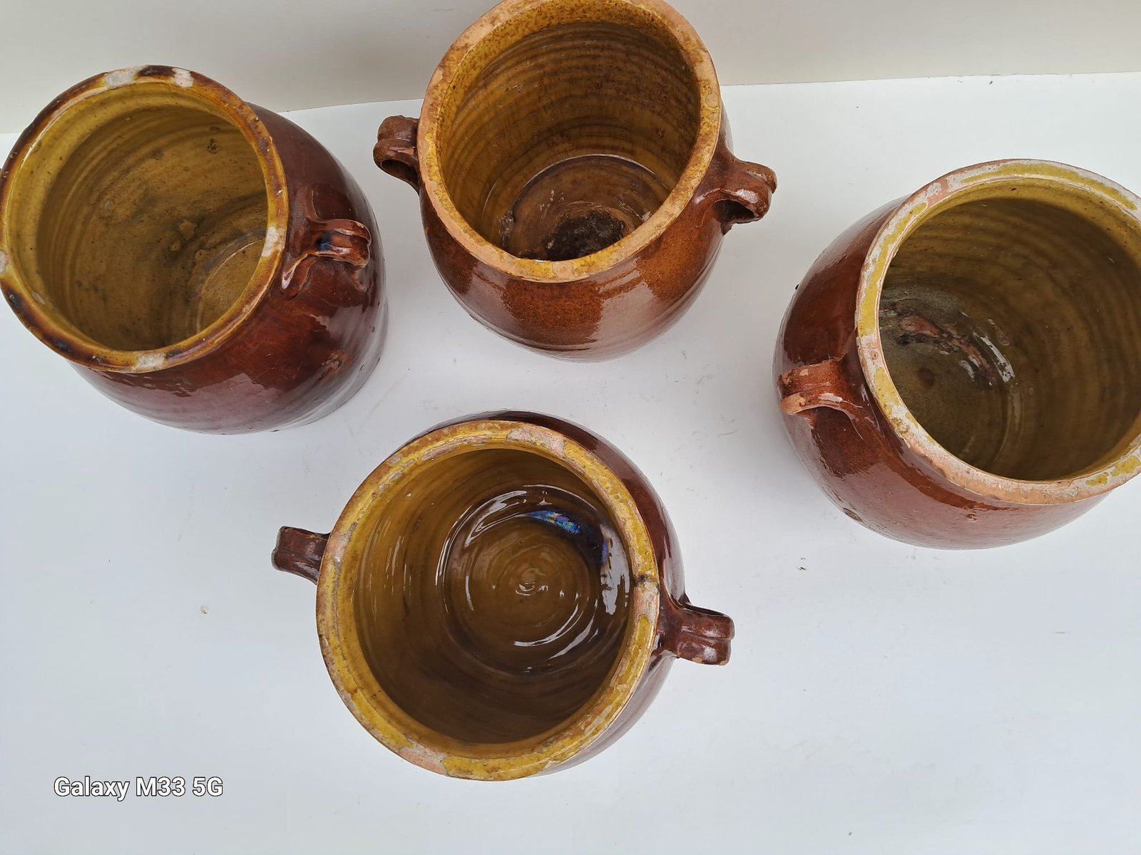 Antique Brown and Yellow Glazed Confit Pots, 1890s, Set of 4 for sale ...