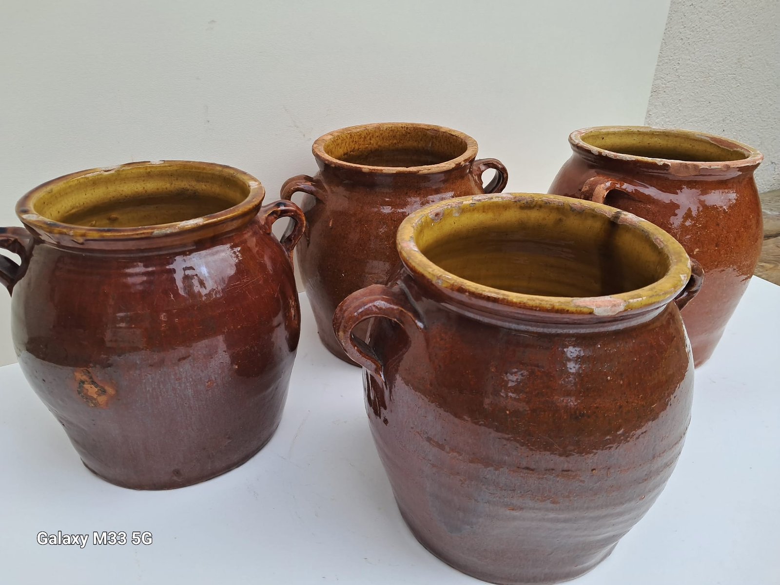 Antique Brown and Yellow Glazed Confit Pots, 1890s, Set of 4 for sale ...