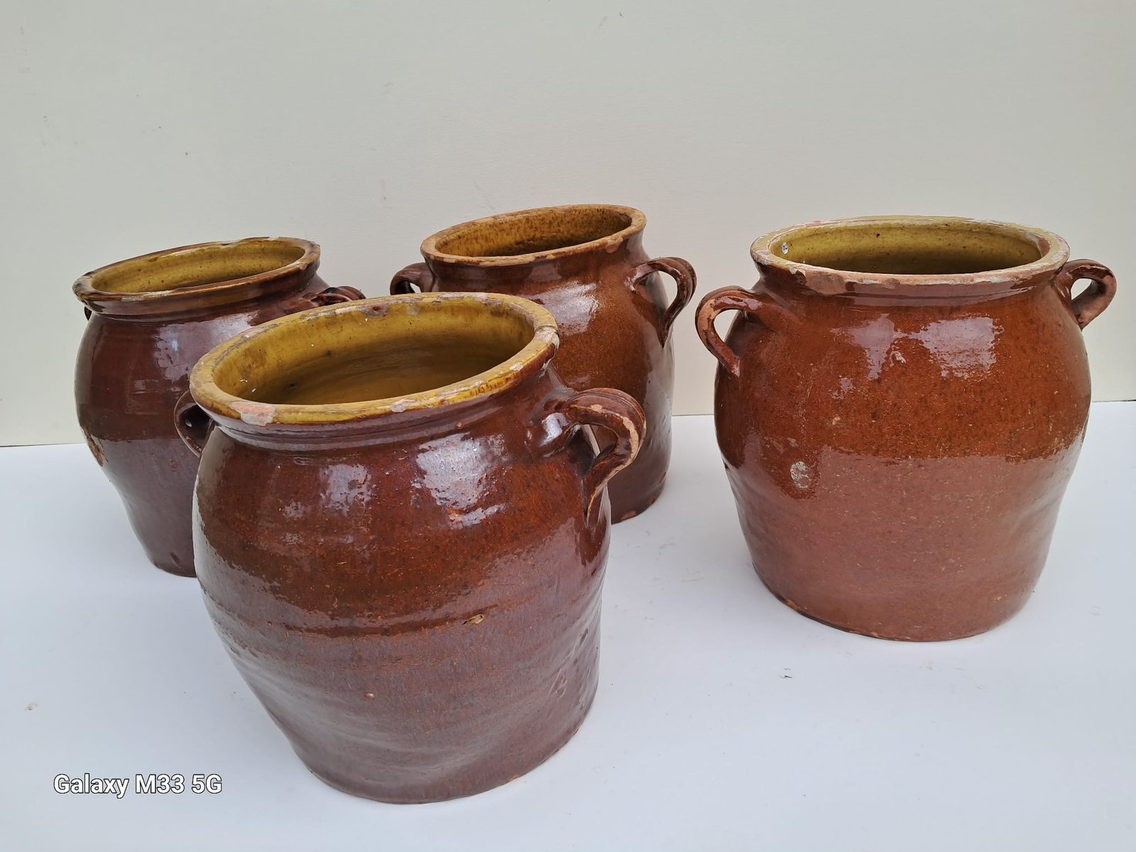 Antique Brown and Yellow Glazed Confit Pots, 1890s, Set of 4 for sale ...