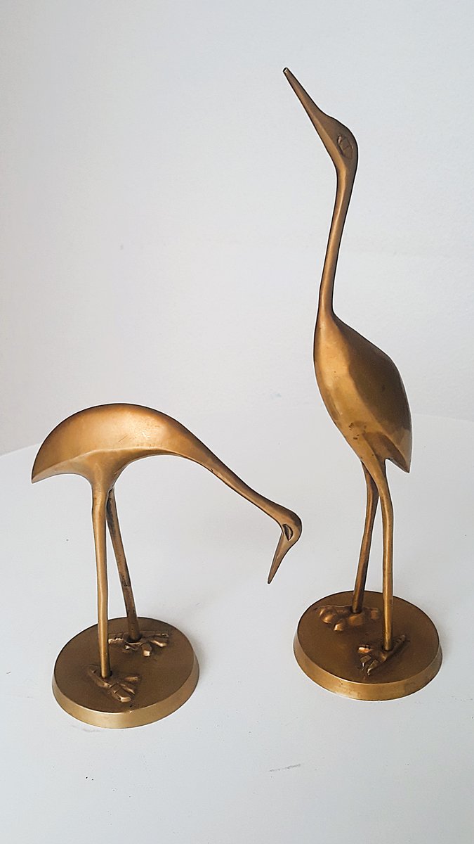 Vintage Crane Figures in Brass and Metal, 1950s, Set of 2 for sale at ...
