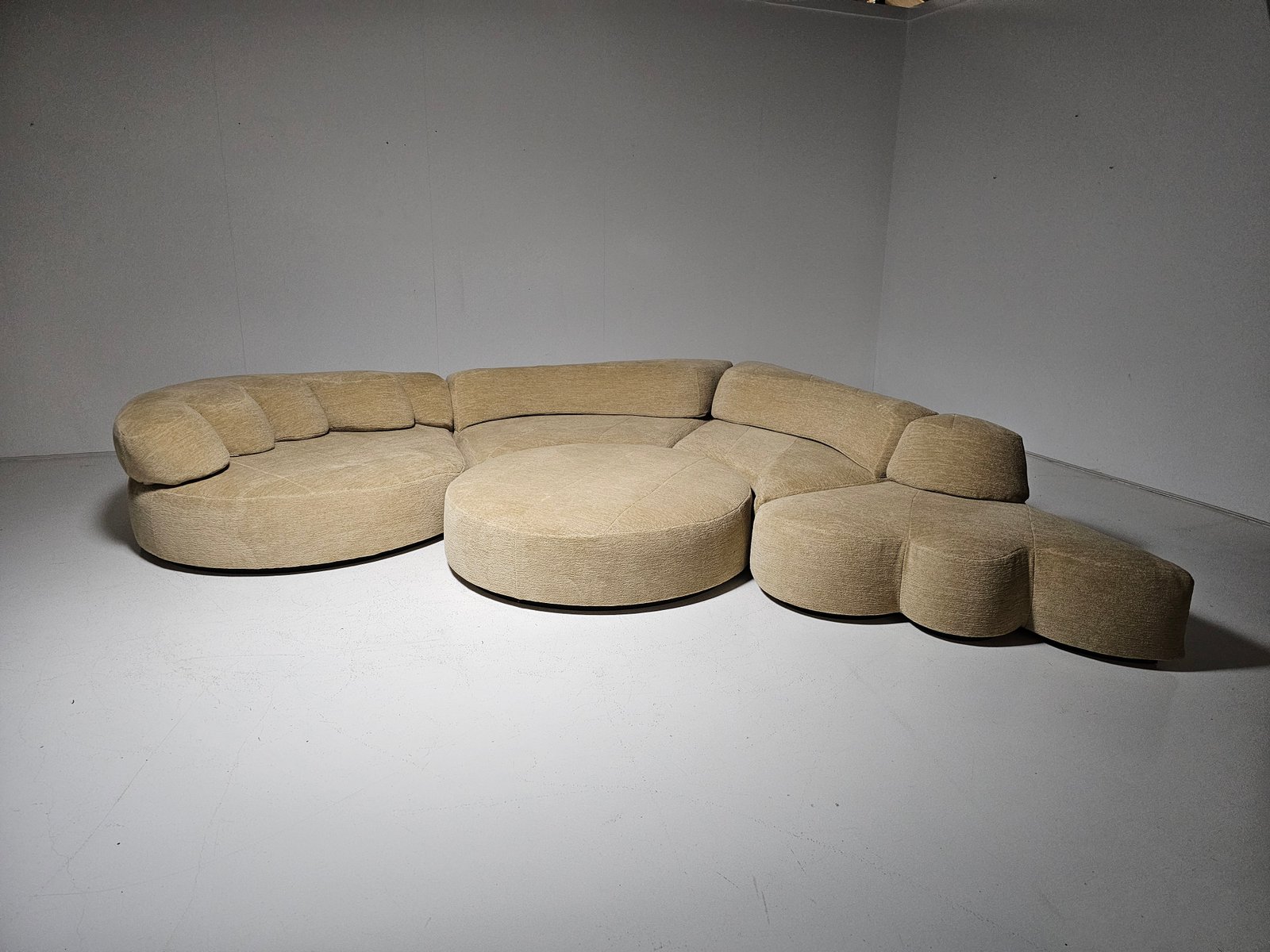 Landscape Sofa in Beige Chenille Fabric by Hans Hopfer for Roche Bobois ...
