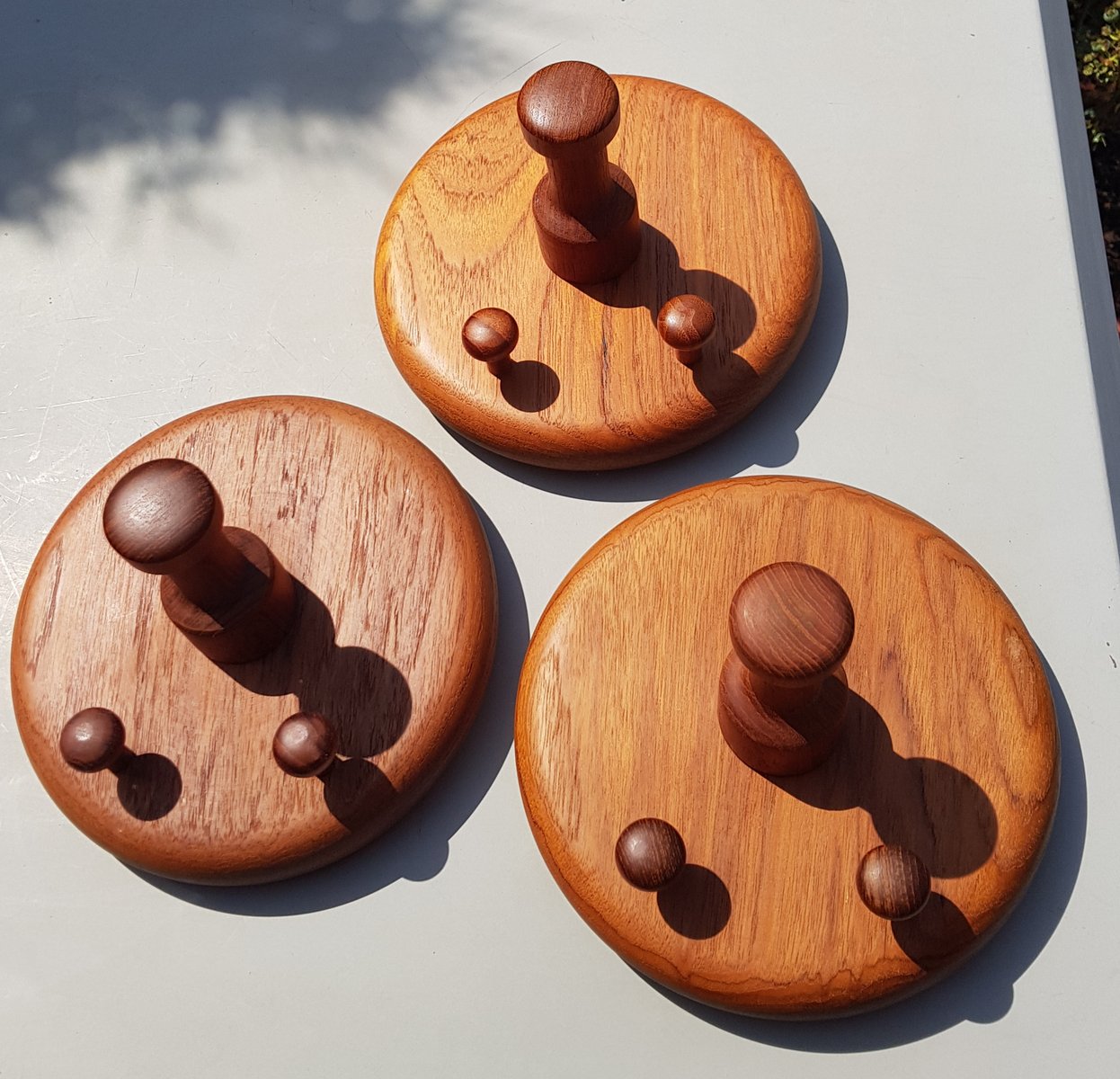 Teak Wall Hooks, 1970s, Set of 3 for sale at Pamono