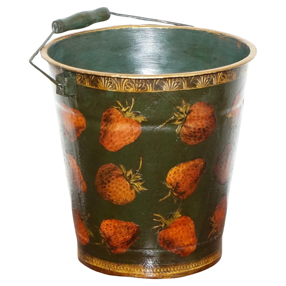 Vintage Metal Traditional Decoupage Ice Bucket with Strawberry ...