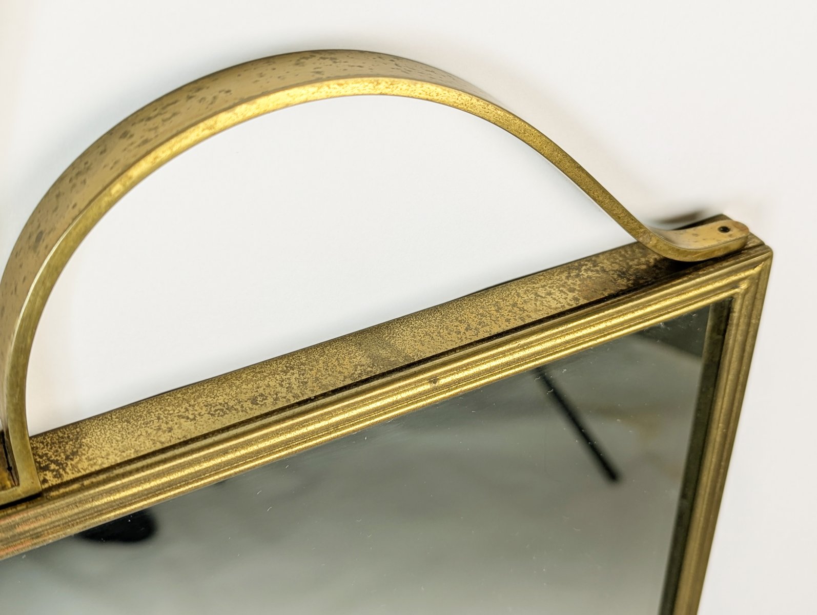 Mid-Century Italian Brass & Mirrored Glass Wall Mirror in the style of ...