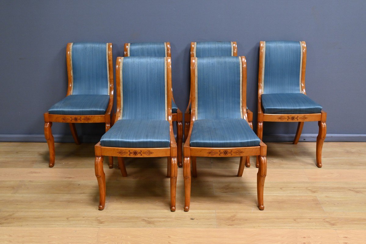 Mid-Century Charles X Style Maple and Cherry Chairs, 1950s, Set of 6 ...