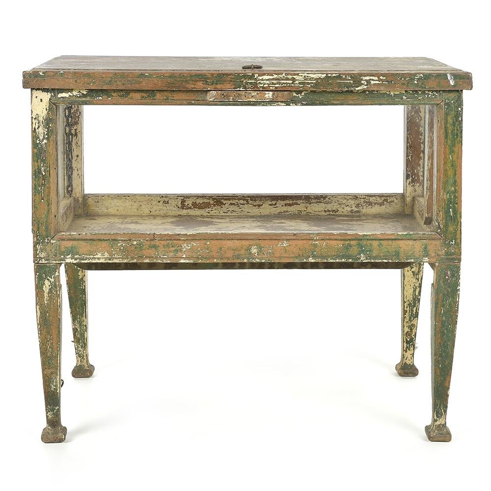 Display Case Table in Patinated Wood for sale at Pamono