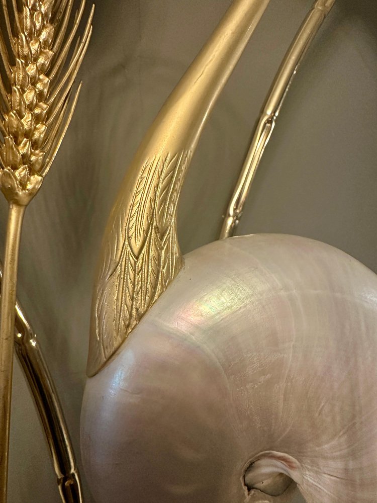 Large Italian Brass Crane Table Lamp by Antonio Pavia, 1980s for sale ...