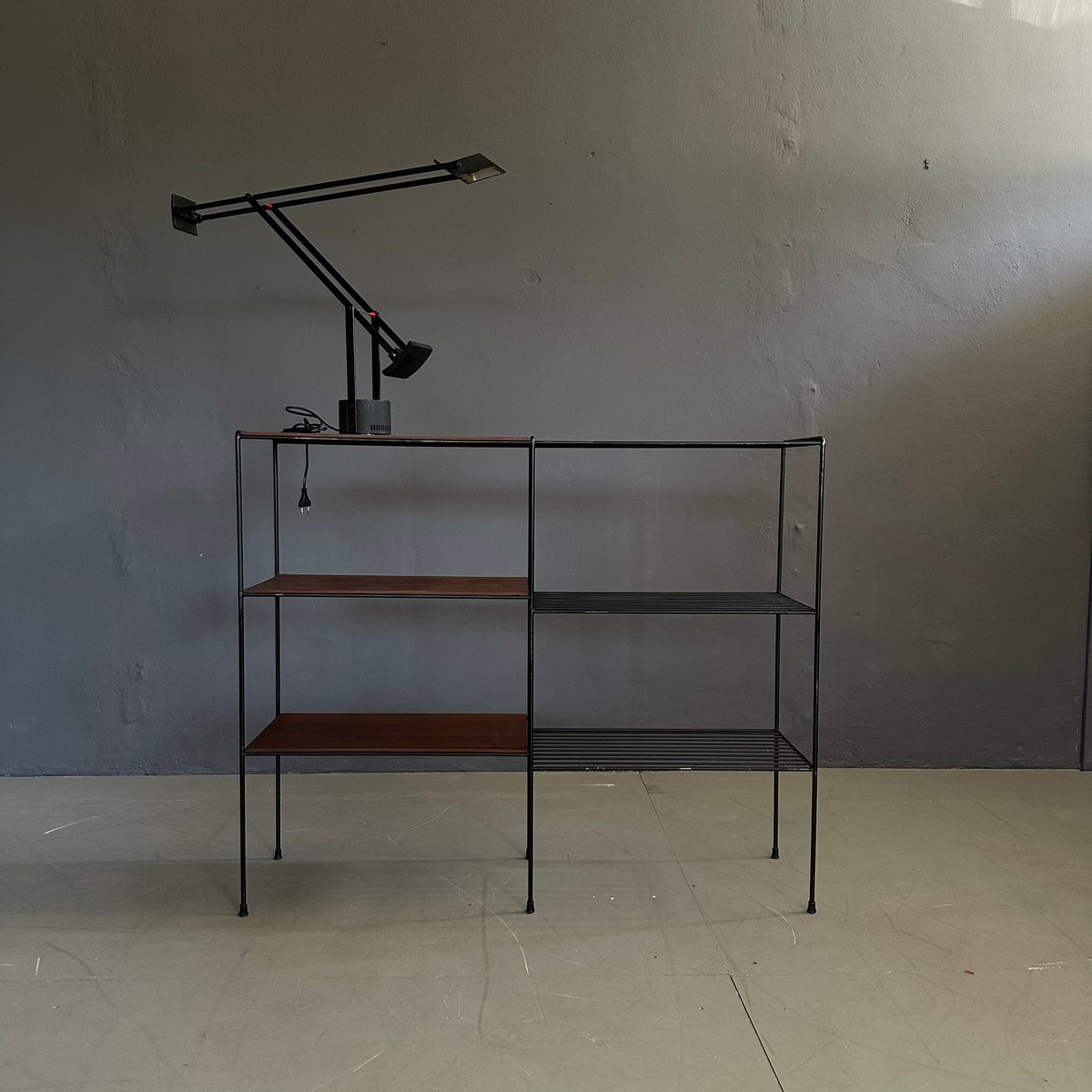 Italian Shelf in Wood and Black Iron for sale at Pamono