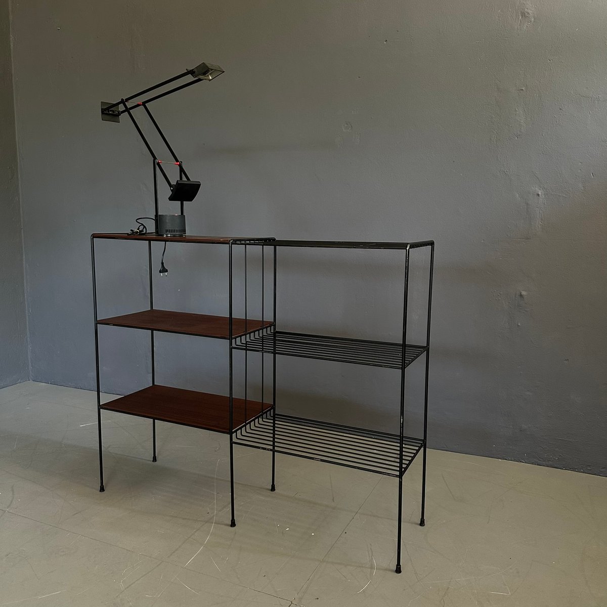 Italian Shelf in Wood and Black Iron for sale at Pamono
