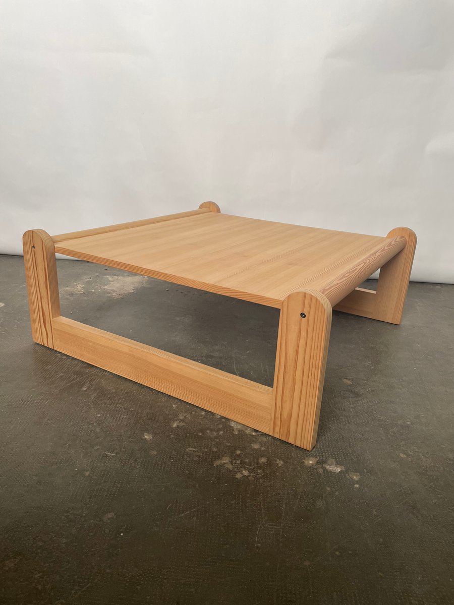 Large Square Ash Coffee Table, 1970s for sale at Pamono