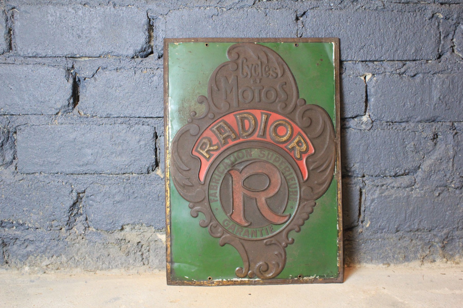 Sheet Metal Sign with Cycles and Motorcycles from Radior, 1920s for ...