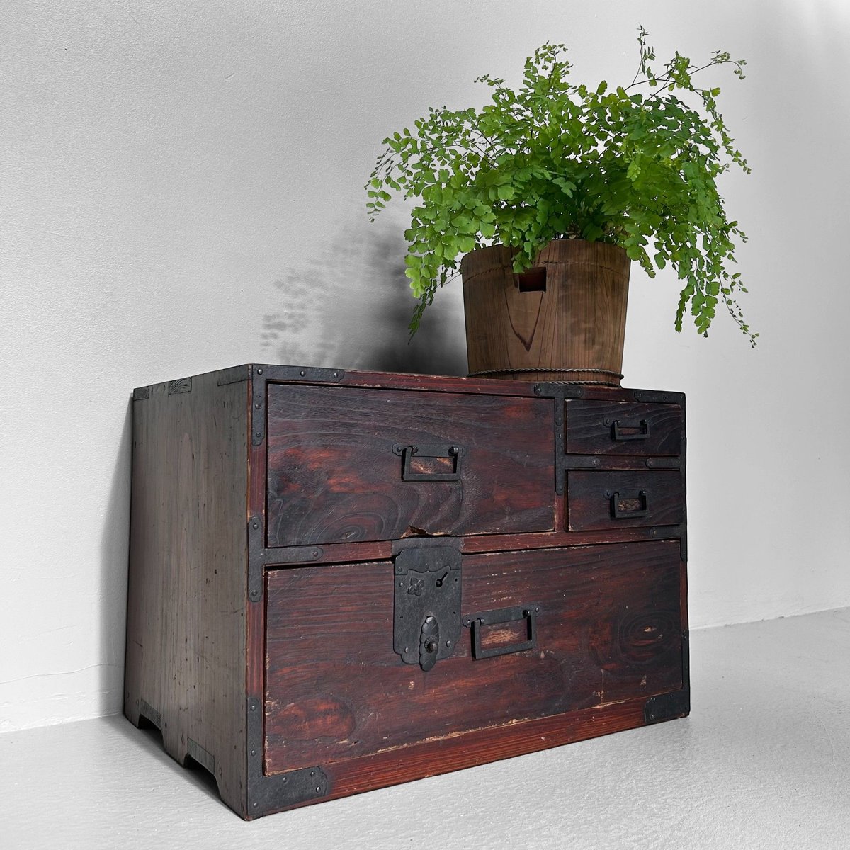 Japanese Minimalist Tansu Display Cabinet with Drawers, 1900s for sale ...