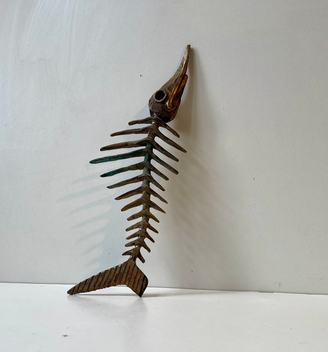 Brutalist Primeval Sword-Fish Skeleton in Bronze by Peder Evald Madsen ...