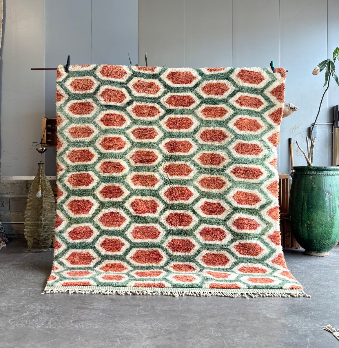 Moroccan Handwoven Beni Mrirt Rug in Wool with Geometric Pattern, 1990s ...