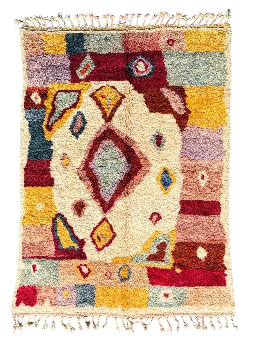 Moroccan Beni Ouarain Rug in Wool with Abstract Geometric Pattern ...