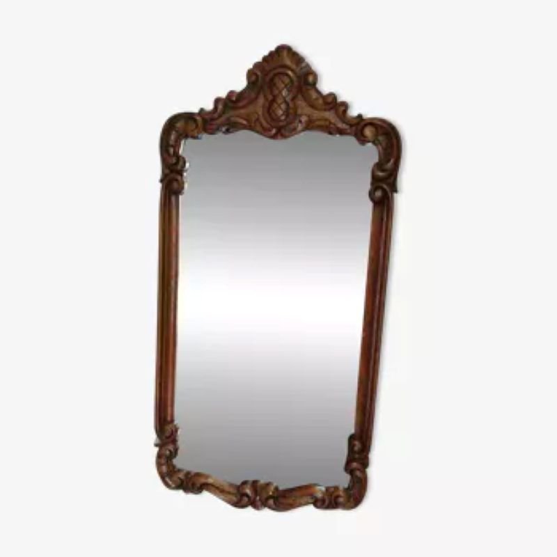 Antique Rococo Rocaille Style Mirror in Carved Wood for sale at Pamono