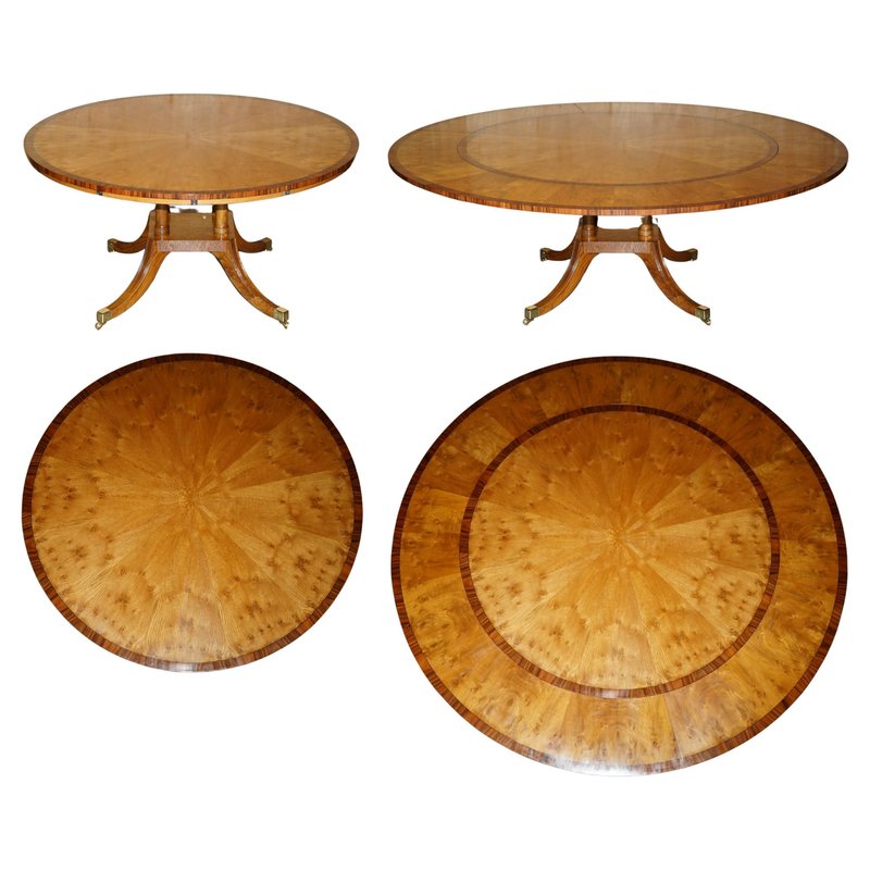 Extending Jupe Round Dining Table in Burr and Burl Oak for sale at Pamono