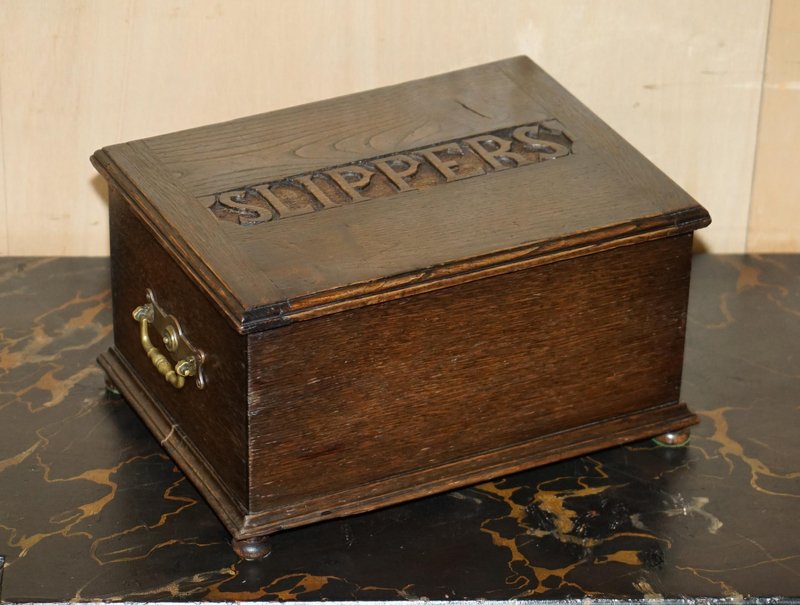 Antique Edwardian English Oak Storage Box, 1910 for sale at Pamono