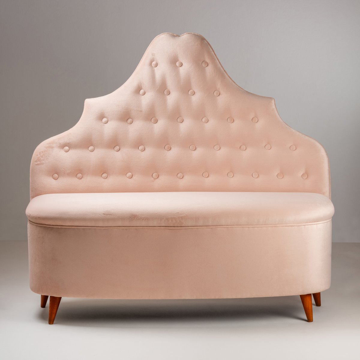 Pink Velvet Bench Seat for sale at Pamono
