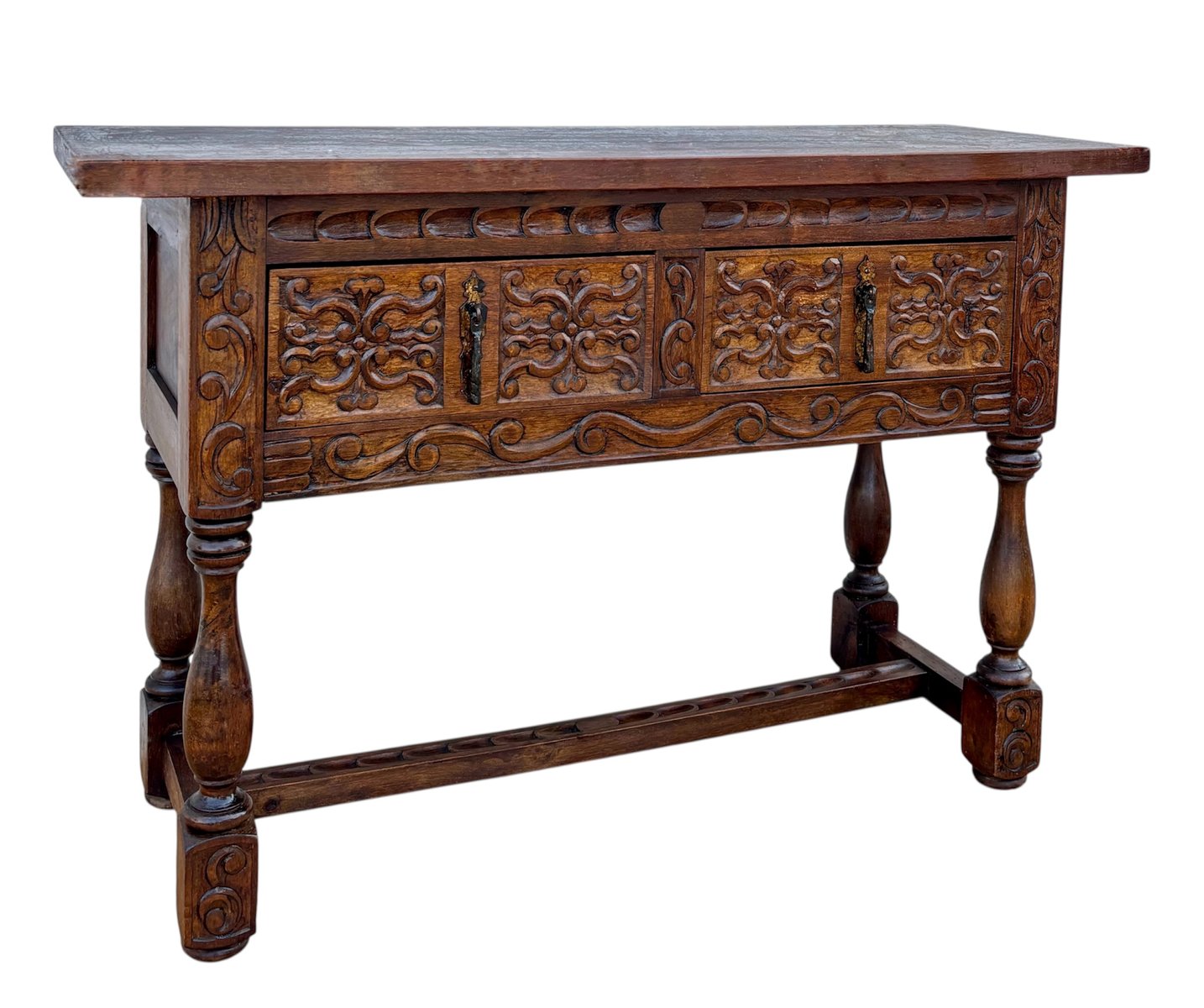 Spanish Hand-Carved Console with Drawers, 1920s for sale at Pamono