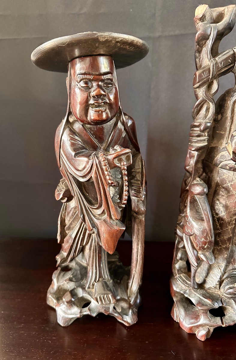 Chinese Artist, Figurative Statues, 1890s-1910s, Wood, Set of 2 for ...