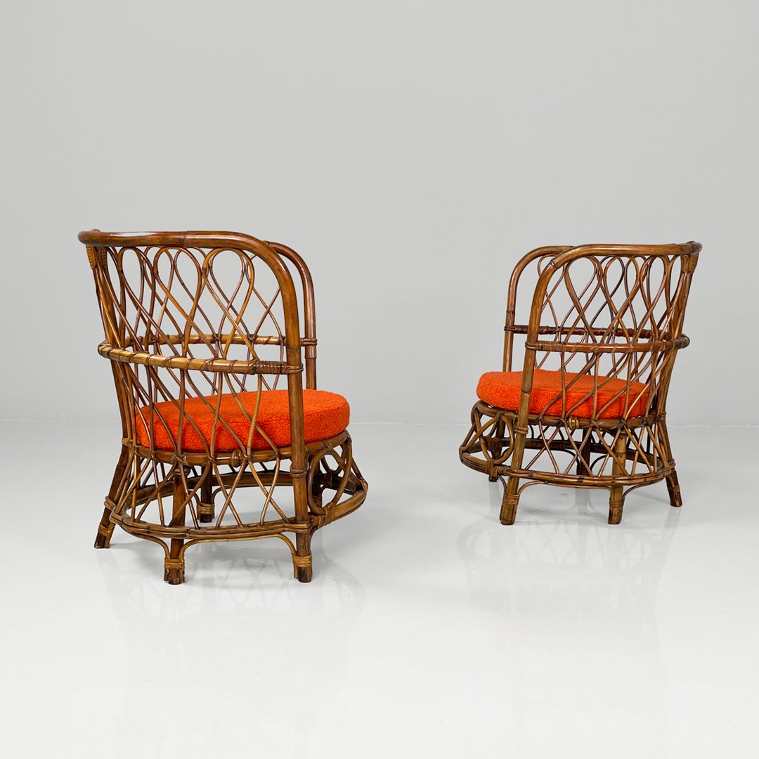 Italian Round Seatings in Rattan, 1970s, Set of 2 for sale at Pamono