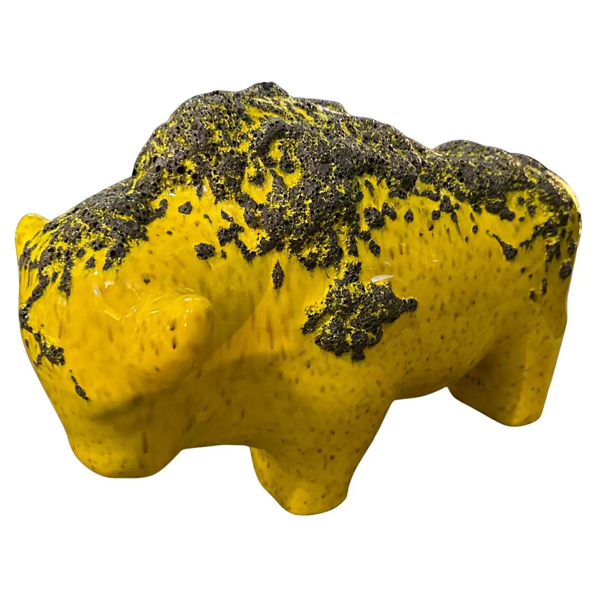 Modernist Yellow and Black Fat Lava Ceramic Bison, Germany, 1990s for ...