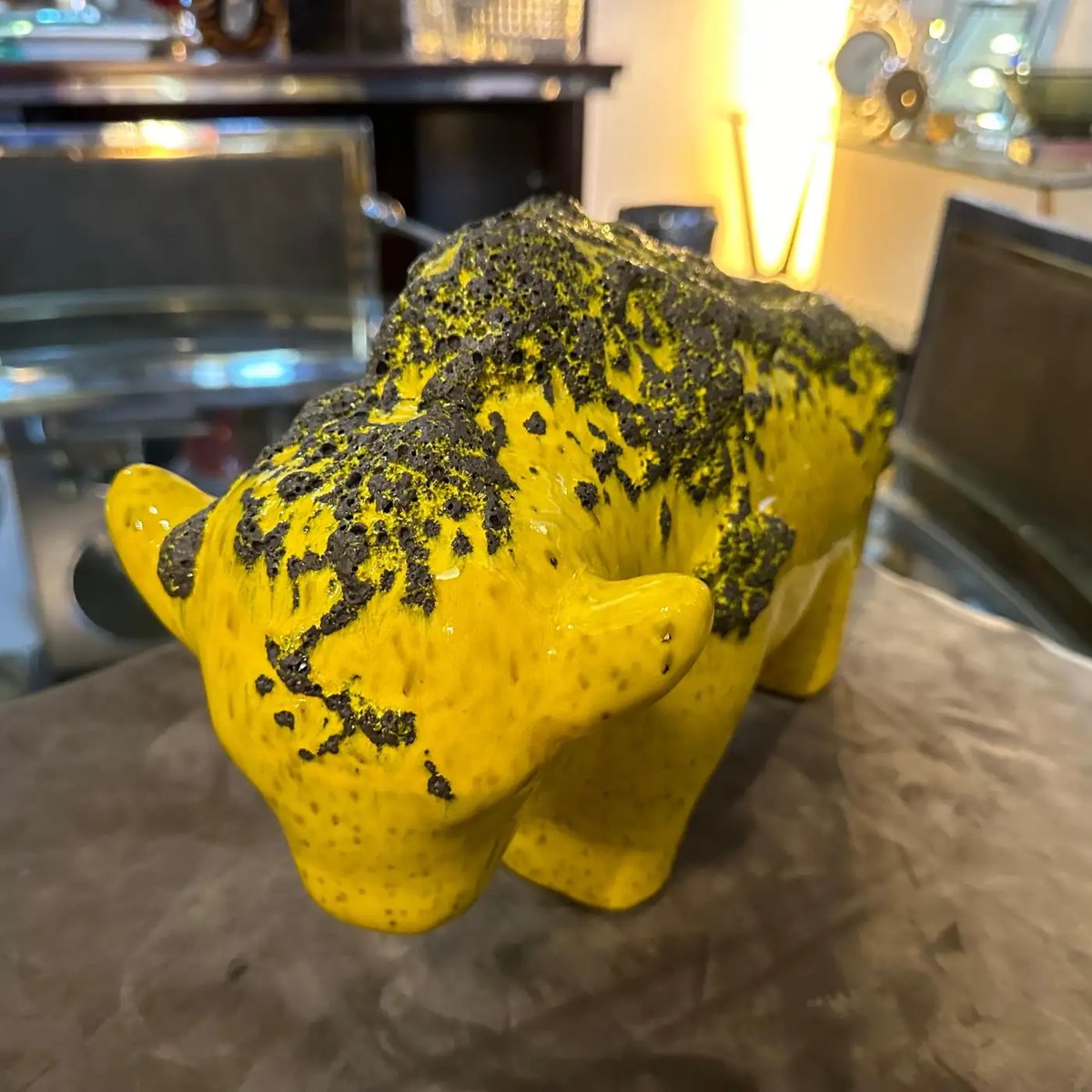 Modernist Yellow and Black Fat Lava Ceramic Bison, Germany, 1990s for ...