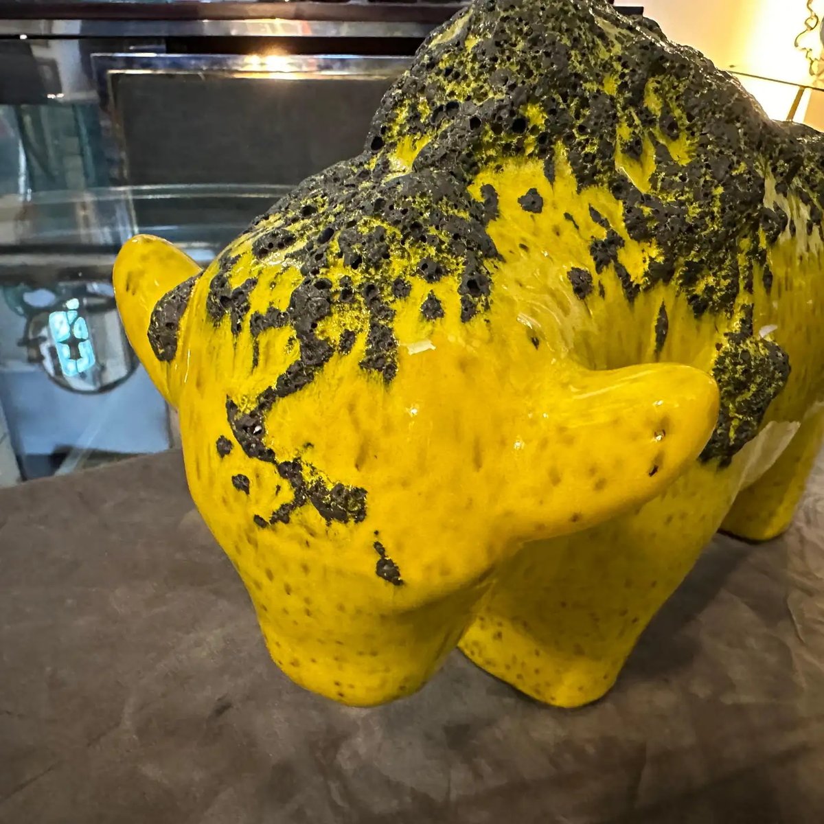 Modernist Yellow and Black Fat Lava Ceramic Bison, Germany, 1990s for ...