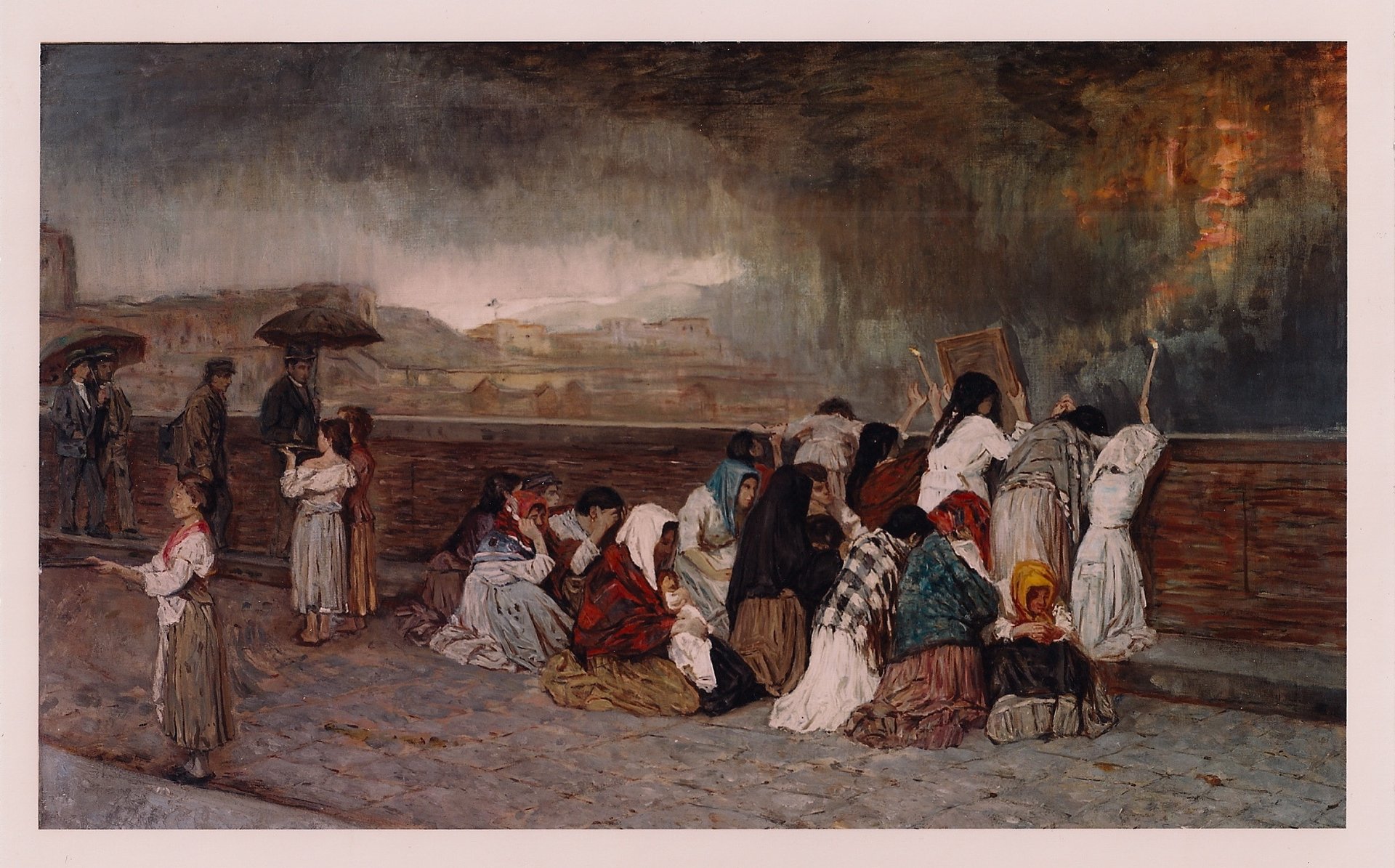 Gioacchino Toma, The Ash Rain of Mount Vesuvius, 19th Century, Oil on ...