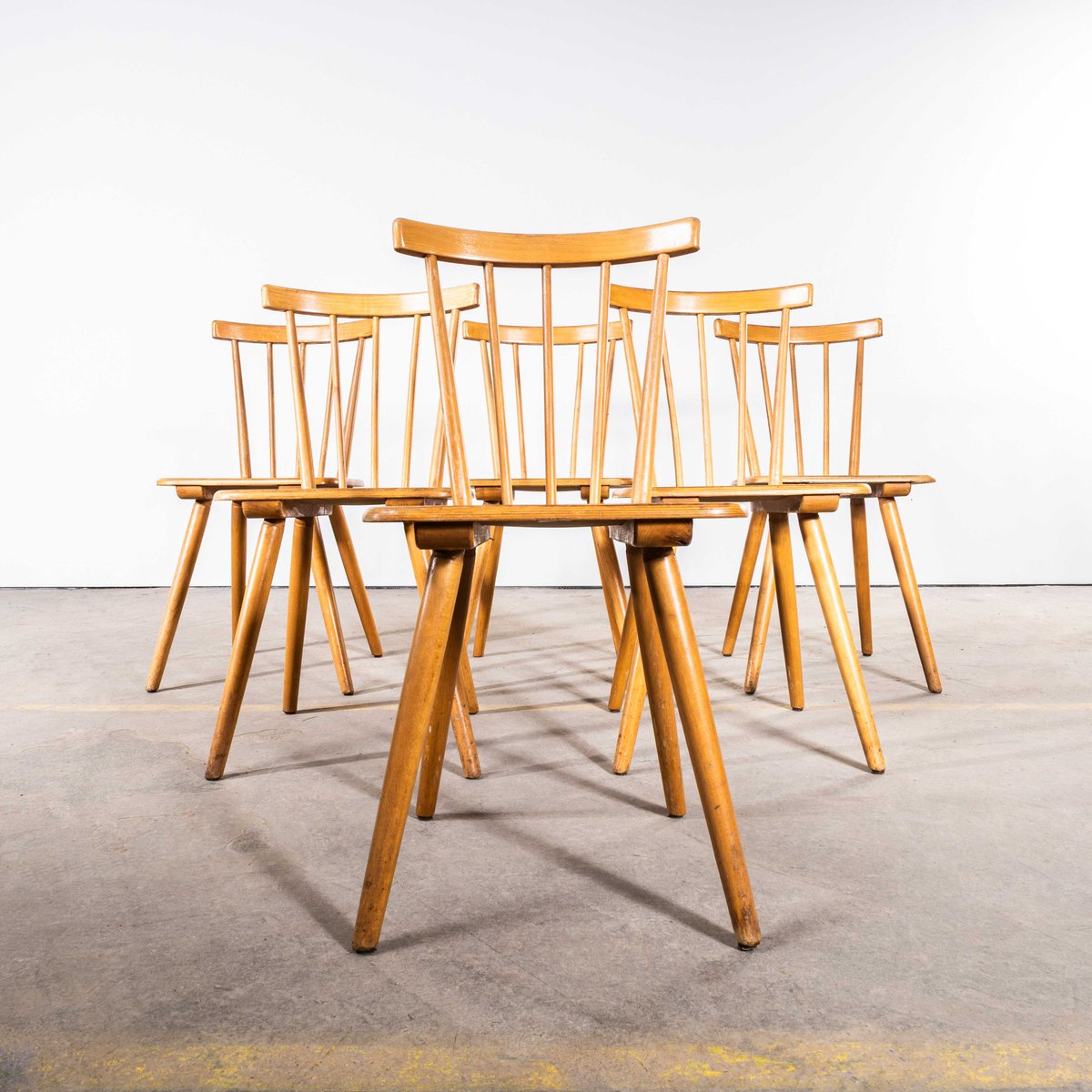 Stick Back Dining Chairs, 1950s, Set of 6 for sale at Pamono