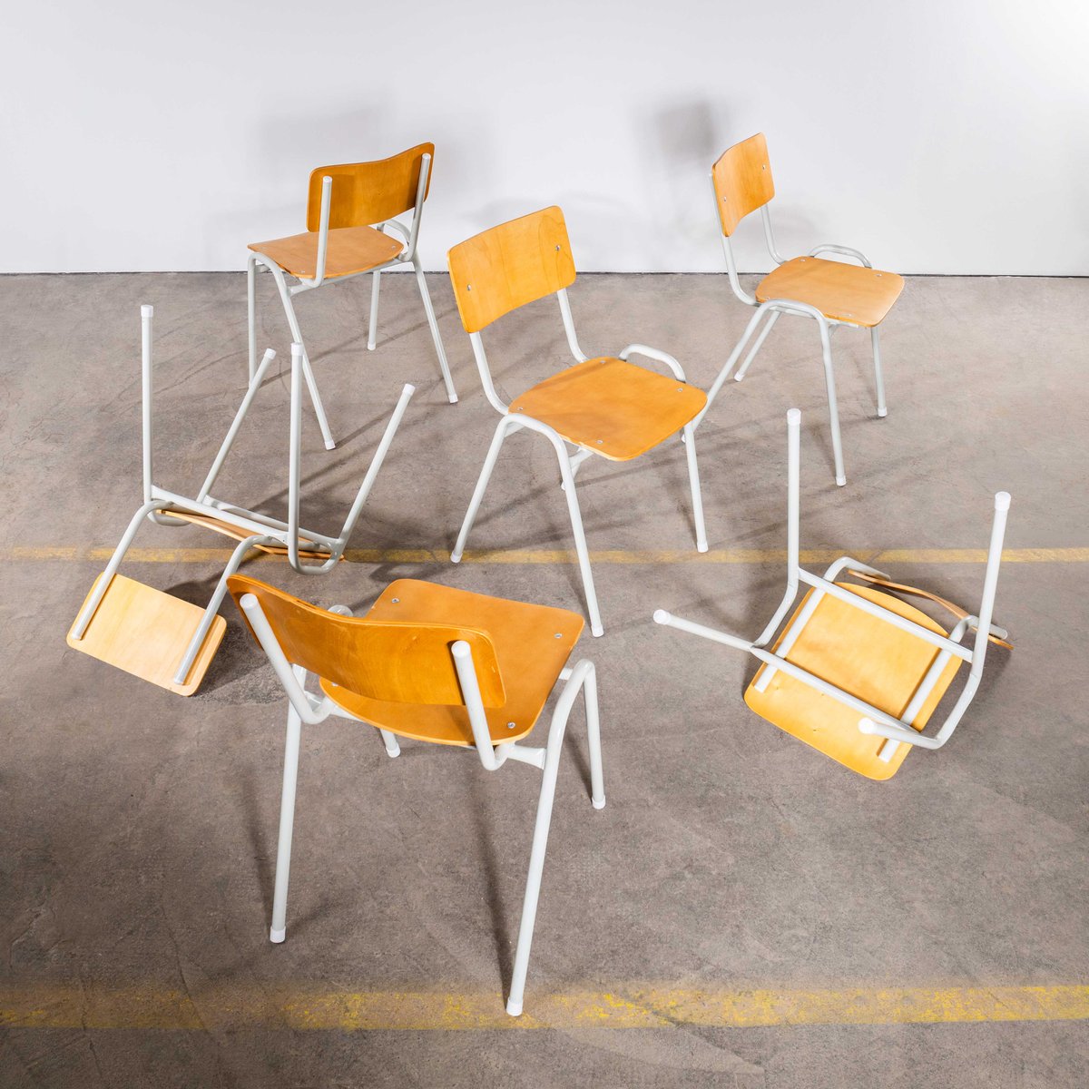 University Stacking Dining Chairs, 1970s, Set of 6 for sale at Pamono