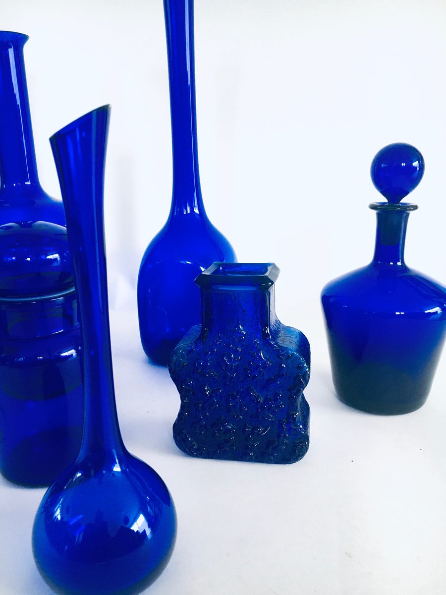 Vintage Royal Blue Glass Vases and Decanters, 1960s, Set of 13 for sale ...