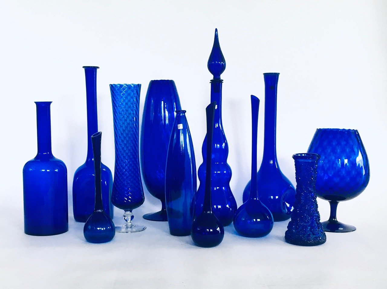 Vintage Royal Blue Glass Vases and Decanters, 1960s, Set of 12 for sale ...