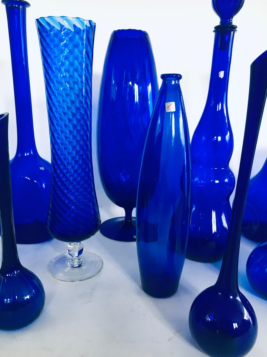 Vintage Royal Blue Glass Vases and Decanters, 1960s, Set of 12 for sale ...