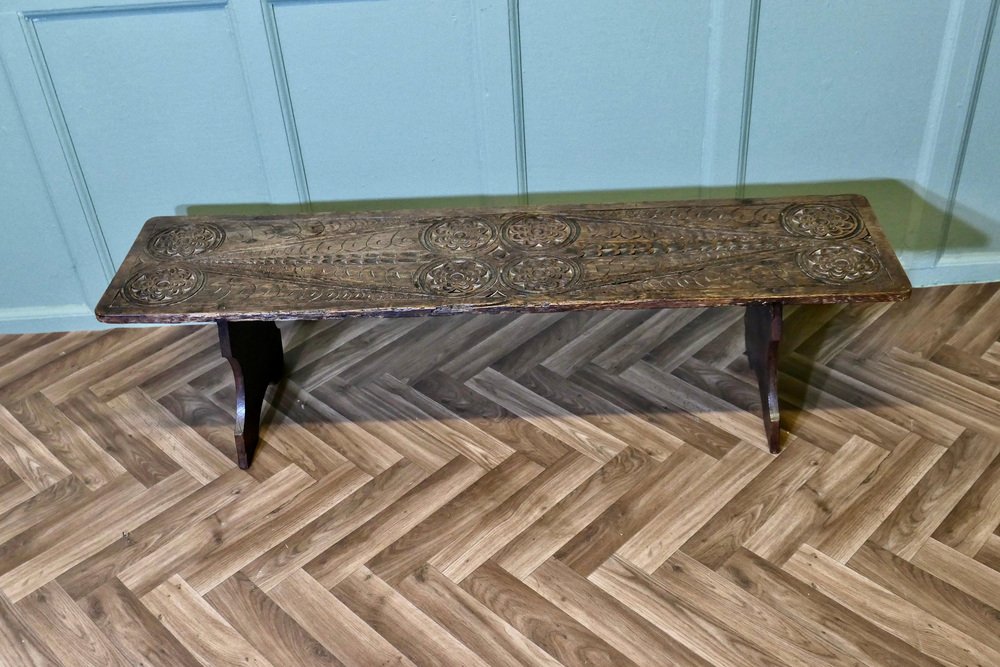 Gothic Carved Oak Window Seat for sale at Pamono