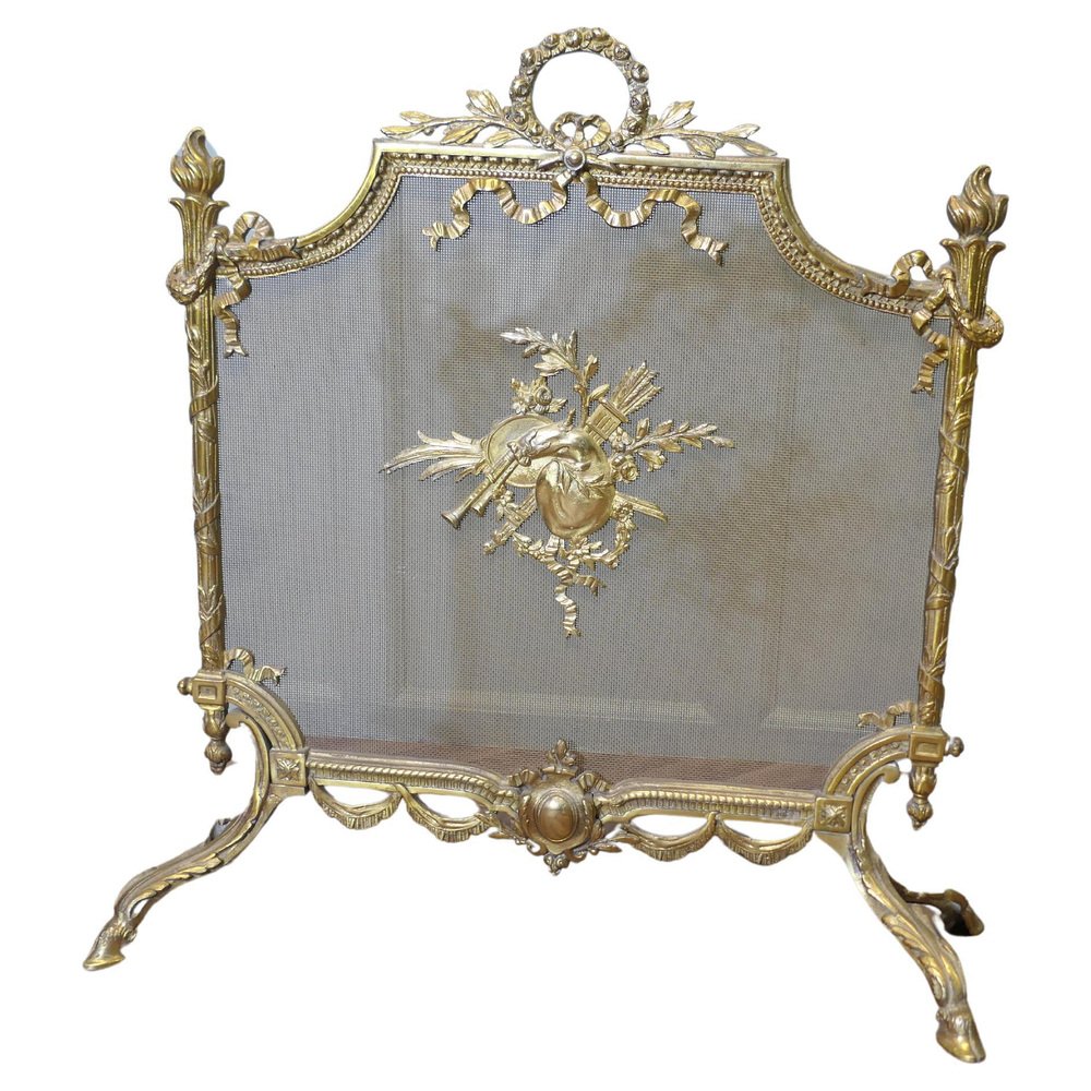 French Rococo Brass Fire Guard for sale at Pamono