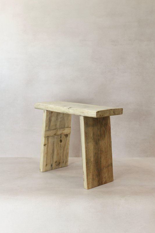Vintage Rustic Square Elm Stool for sale at Pamono