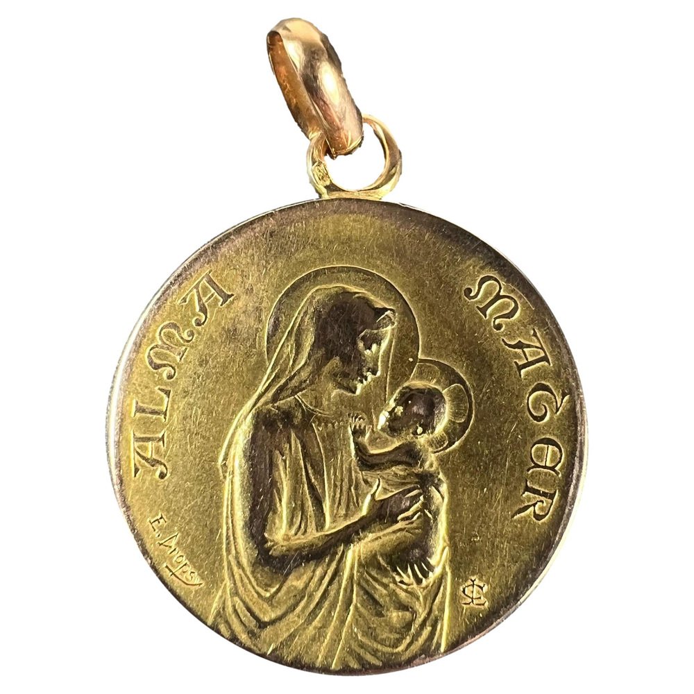 French Dropsy 18k Yellow Gold Madonna and Child Alma Mater Medal ...