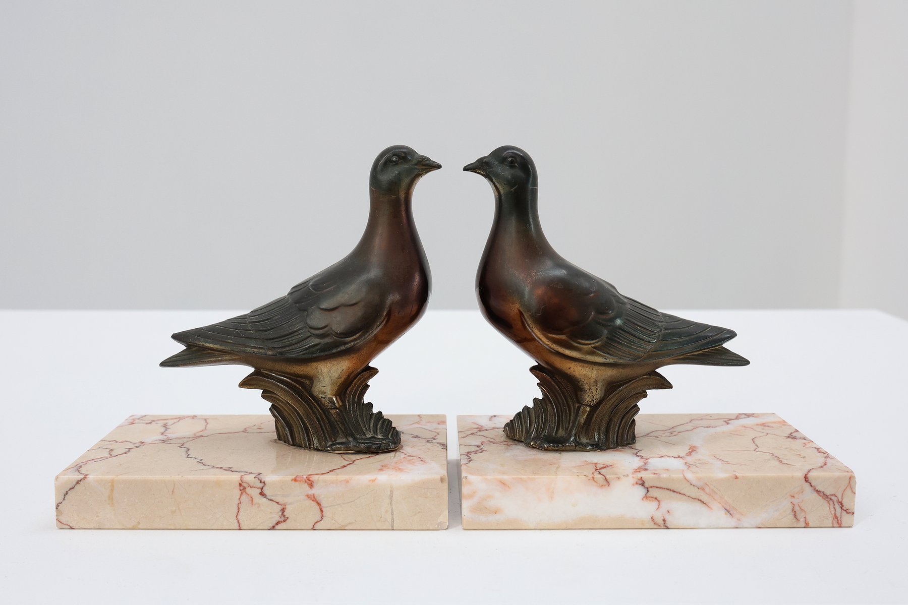 Art Deco Marble and Bronze Dove Bookends, France, 1930s, Set of 2 for ...
