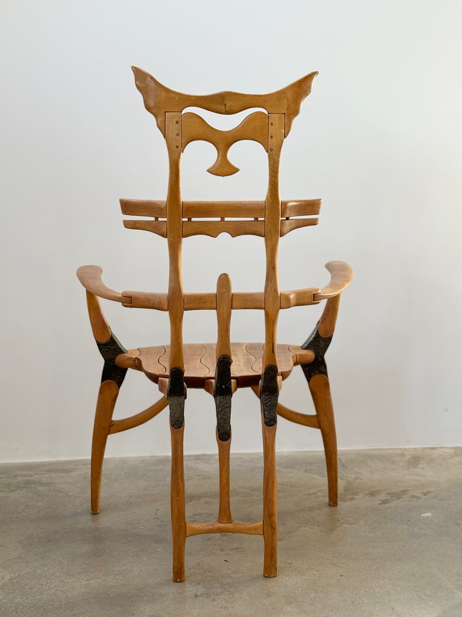 Studio Craft Movement Carved Chair for sale at Pamono