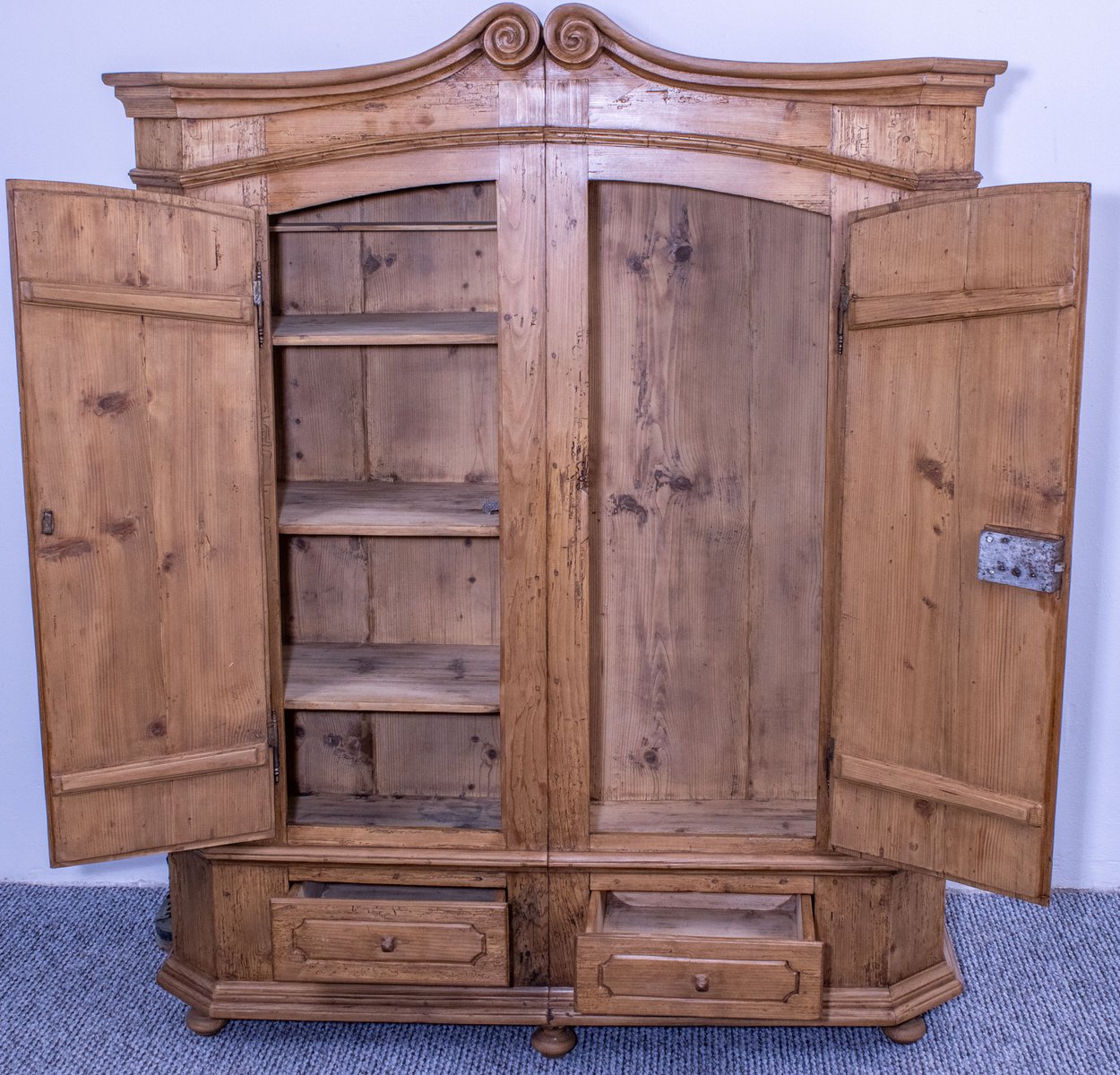 Two Door Pine Wardrobe with Original Lock & Key, 1820 for sale at Pamono